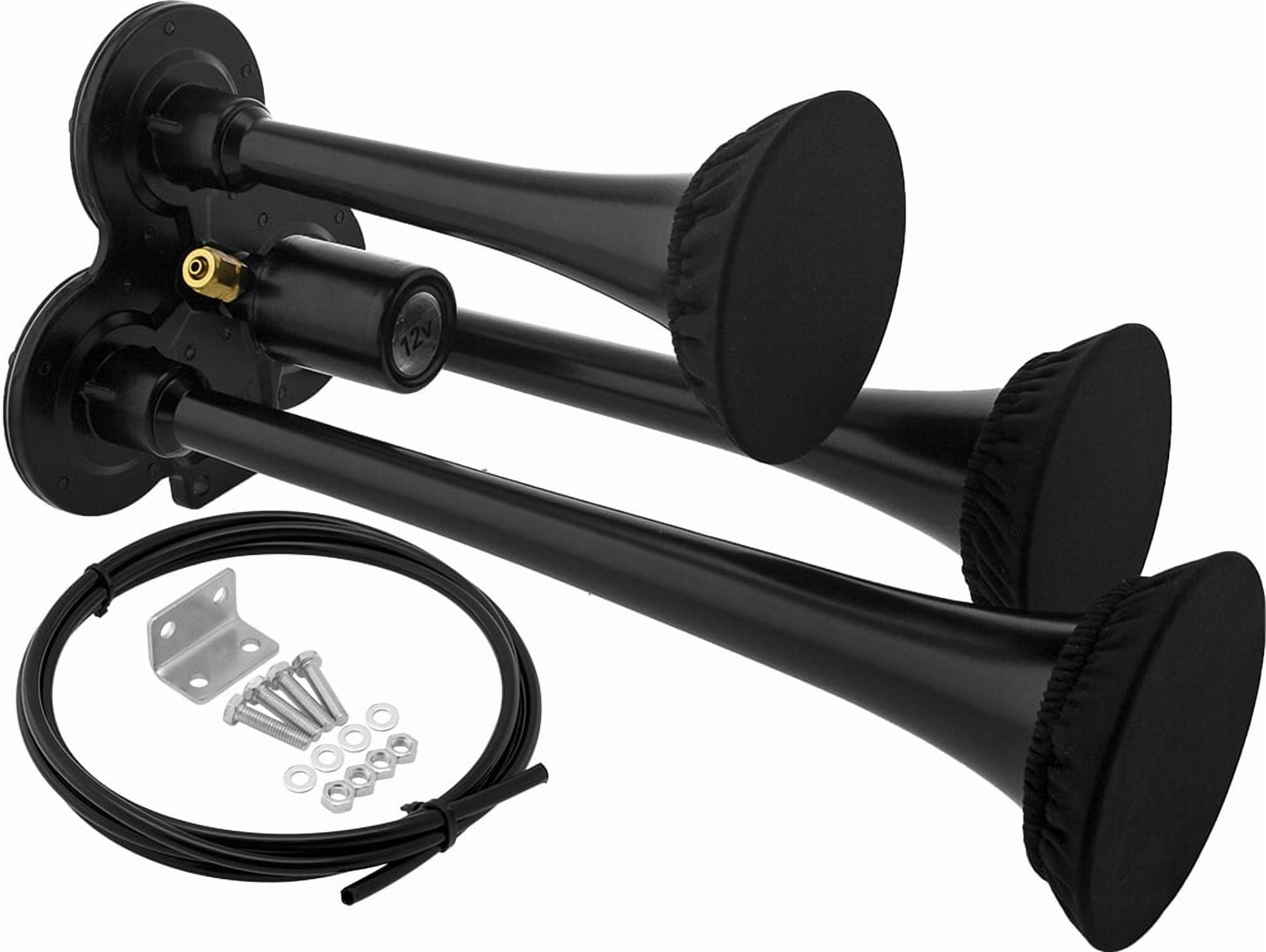 Vixen Horns Train Horn for Truck/Car. 3 Air Horn Black Trumpets w ...
