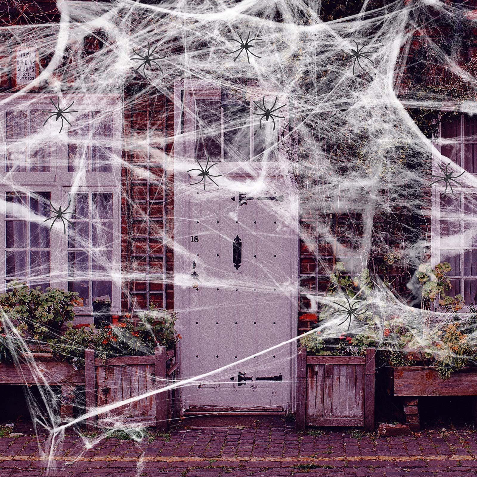 Vixolx 215sqft Halloween Stretchy Spiderwebs Decorations Indoor Outdoor ...