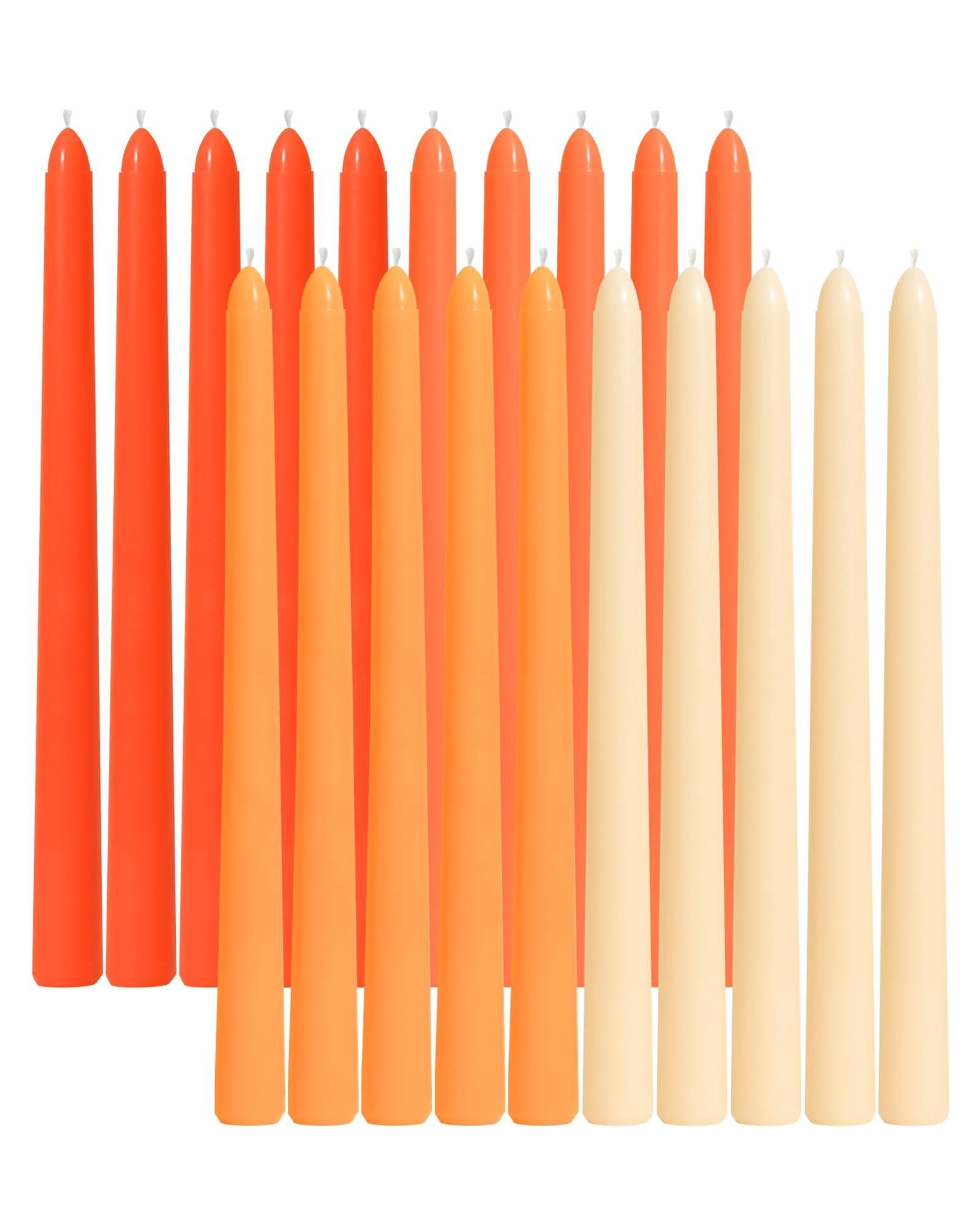 Viyffo 10 Inch Taper Candles-20 Pack Orange, Unscented, Smokeless-Up to ...