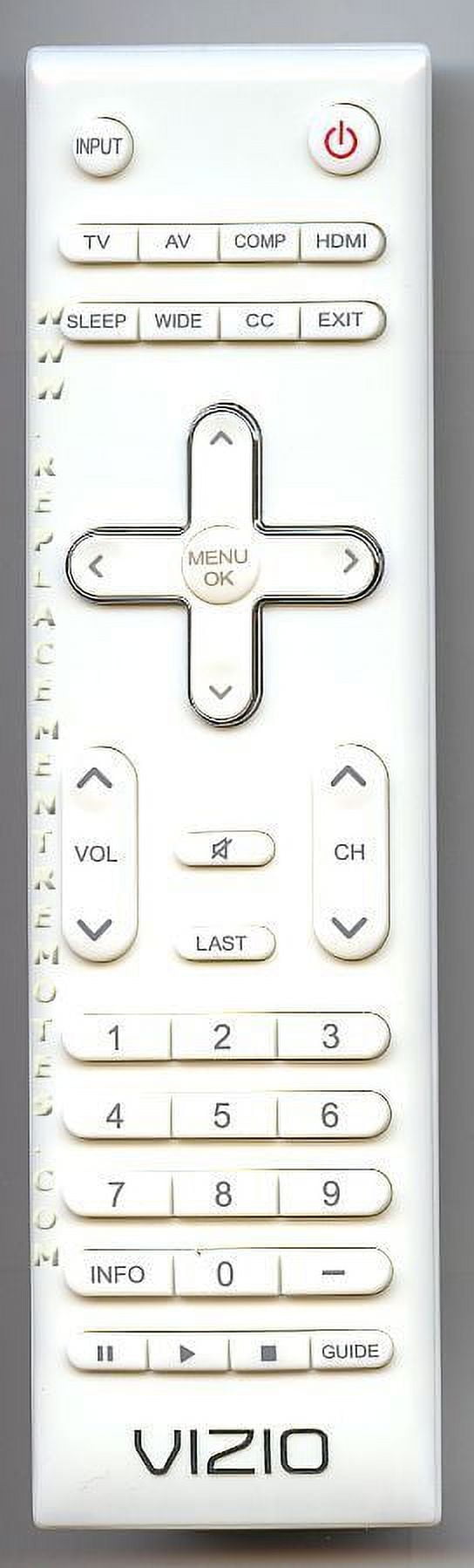Vizio VR10W Remote Control White for Smart LCD/LED HDTVs M190VA-W ...