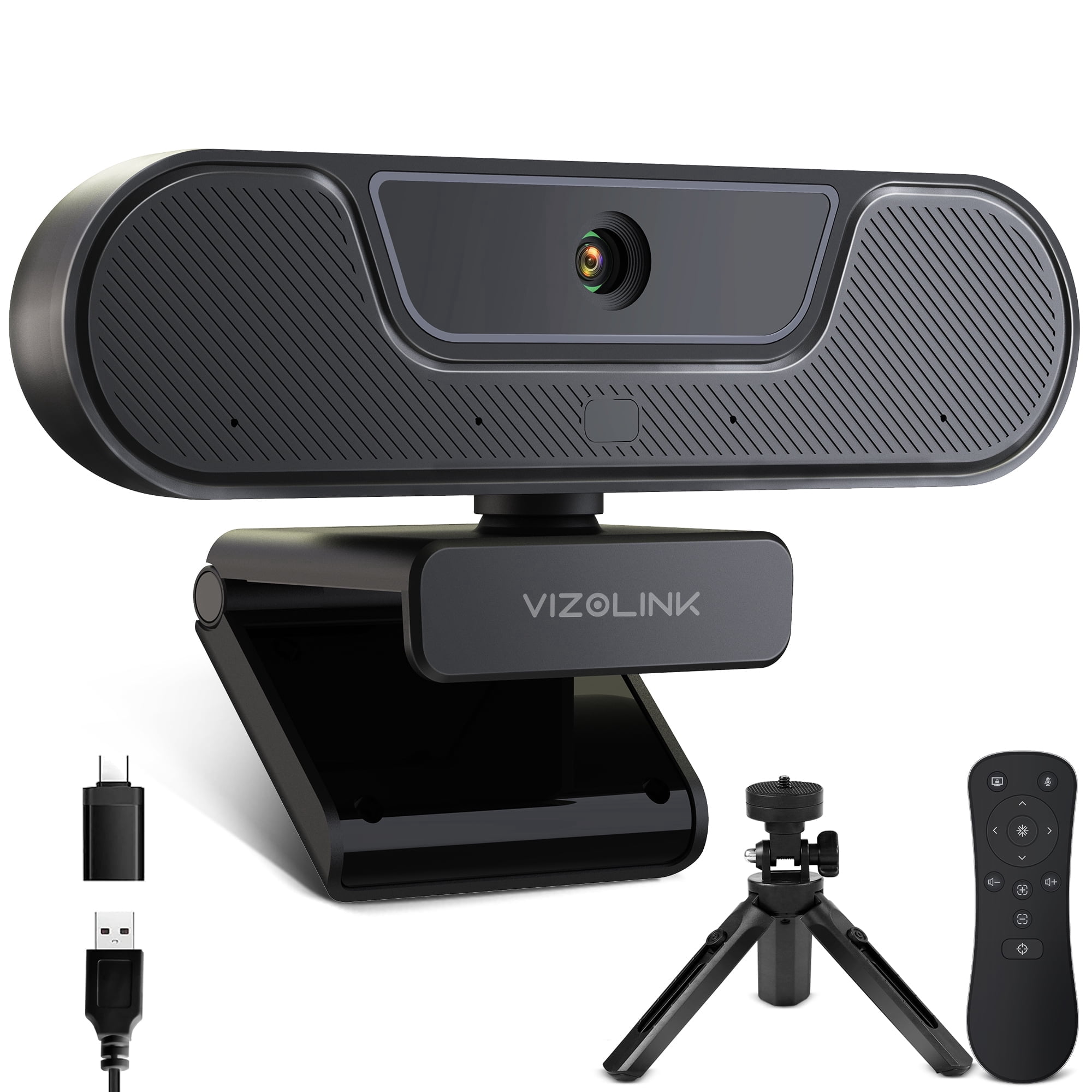 Vizolink 4K /25FPS Webcam for PC, Noise-Cancelling Mics and Speaker ...
