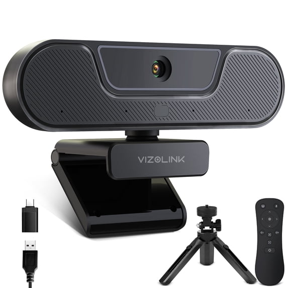 Vizolink 4K /25FPS Webcam for PC, Noise-Cancelling Mics and Speaker ...