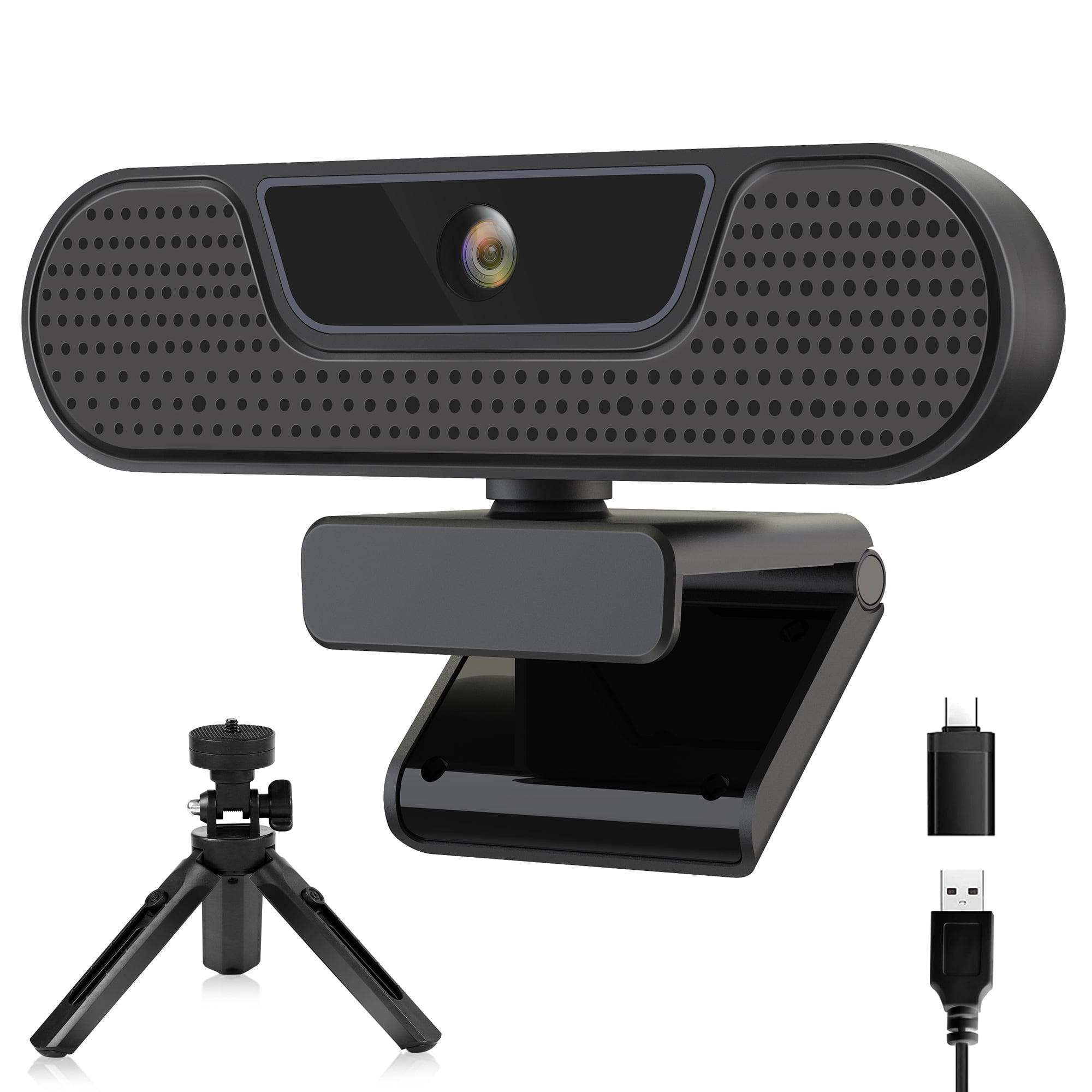 Vizolink 4K Webcam with 4 Noise-canceling, Privacy Cover and Tripod for ...
