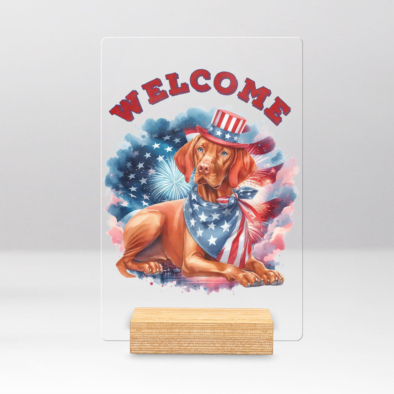 Vizsla Patriotic Welcome for 4Th of July Independence Day Acrylic ...