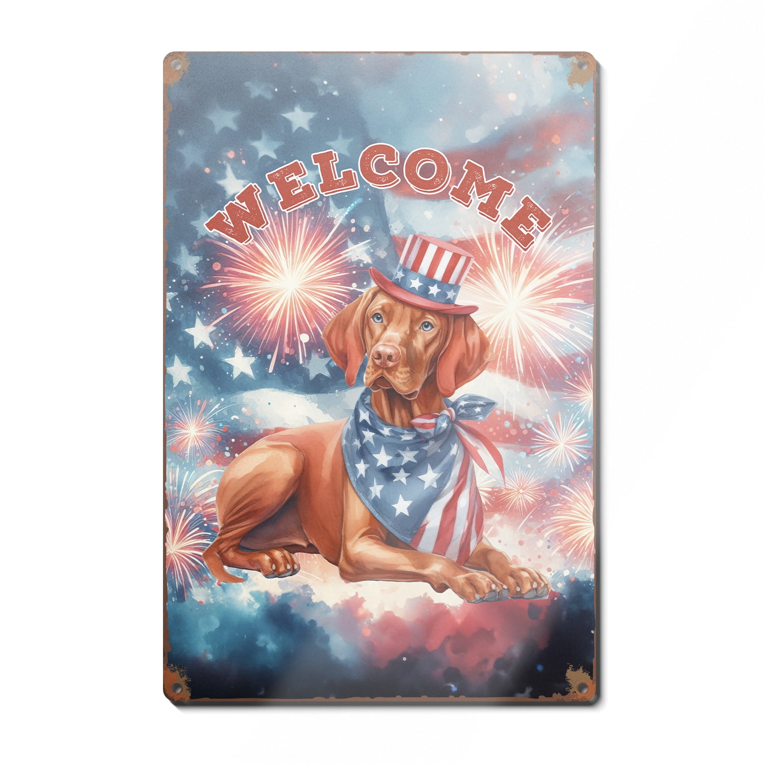 Vizsla Patriotic Welcome for 4Th of July Independence Day Vertical ...