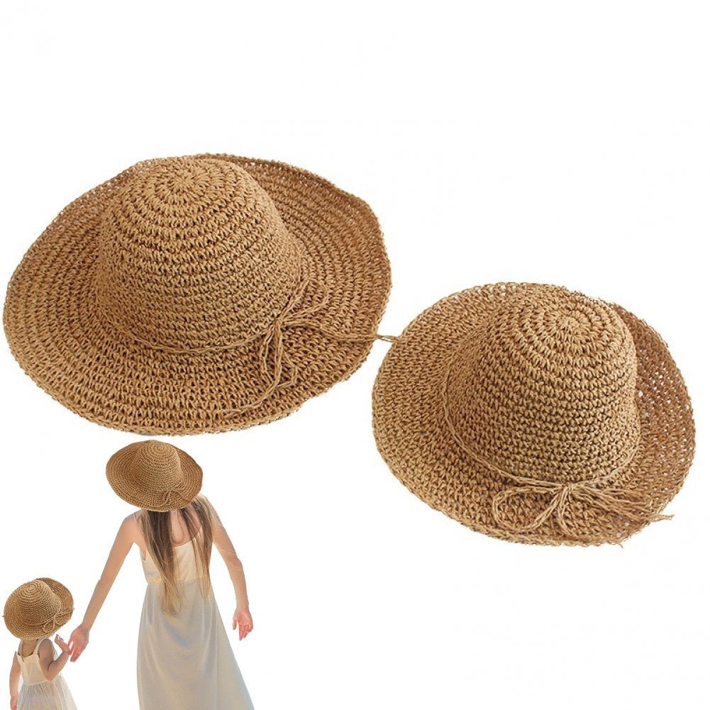 Vjnyvs 2Pcs Summer Panama Beach Hats Adult Wide Brim Straw Hat Handmade ...