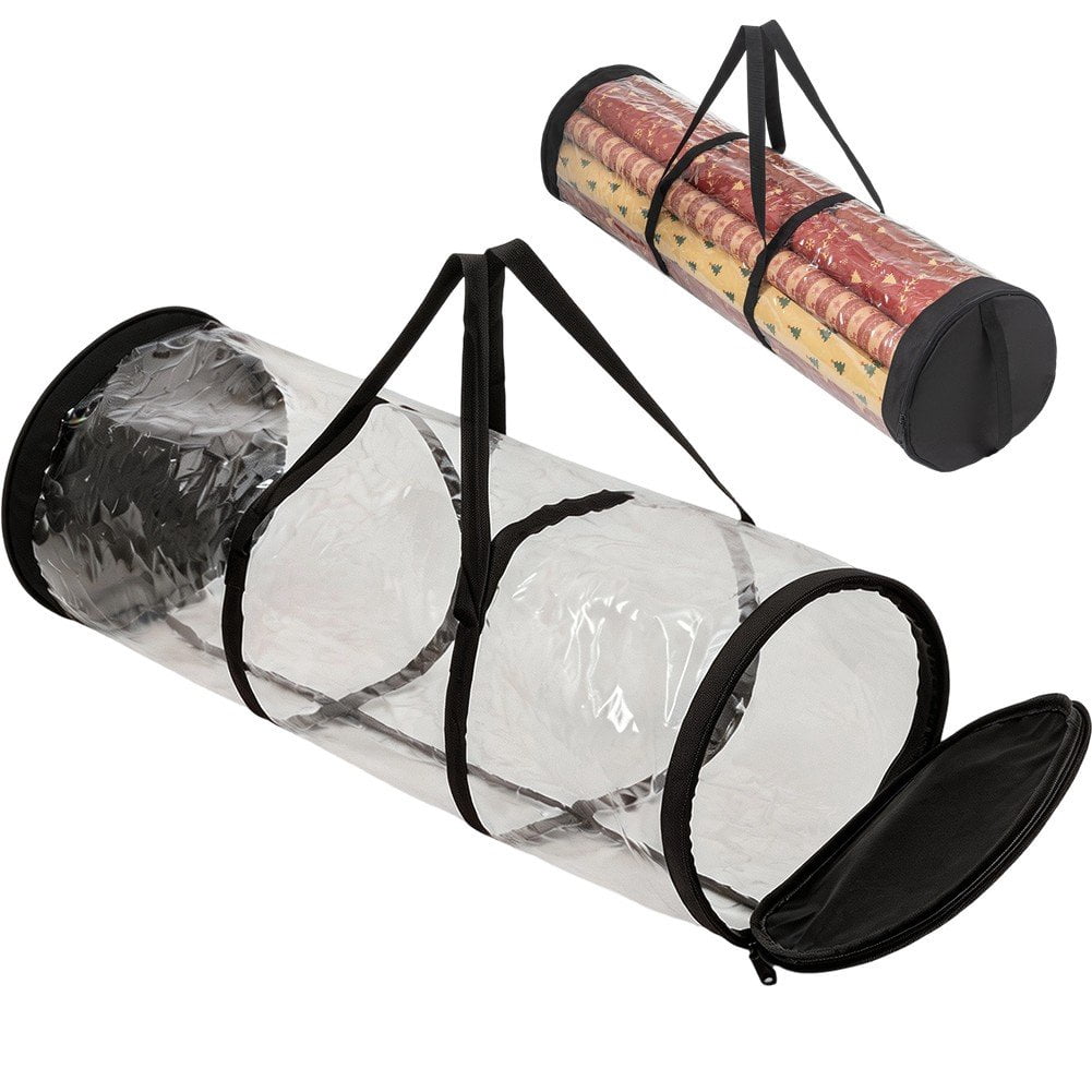 Vjnyvs PVC Oxford Cloth Black Christmas Cylinder Gift Wrap Storage Bag ...