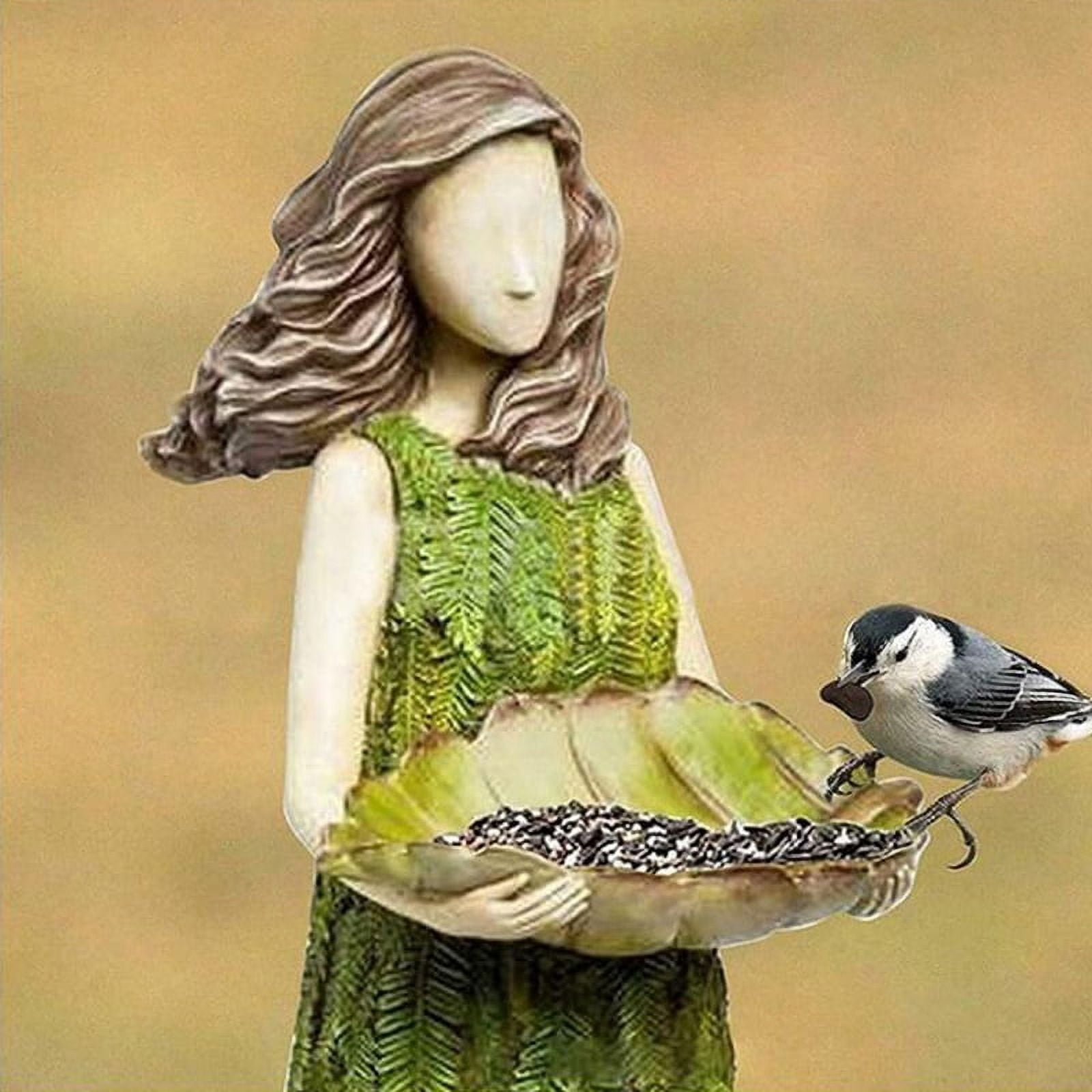 Vkahaak Resin Bird Feeder, Fairy Tale Forest Girl Statue, Outdoor Decor ...
