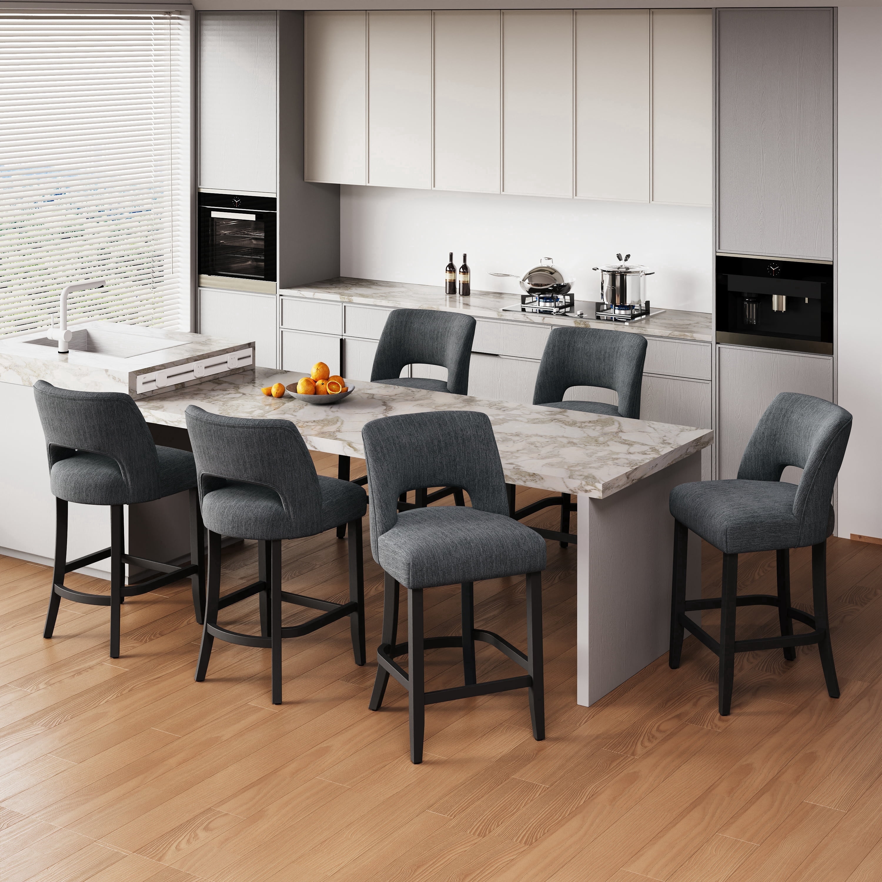 Vknow Furniture Mid-Century Counter Height Bar Stools Set of 6 ...