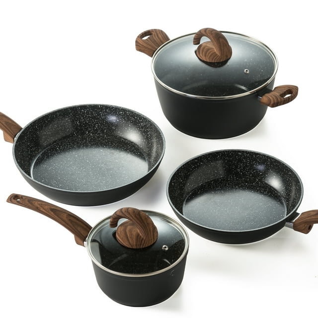 Vkoocy Non-Stick Ceramic Cookware Set, Black, Non-Toxic, Induction ...