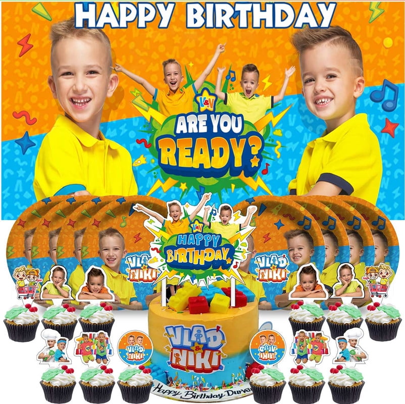 Vlad and Niki Birthday Plates Supplies Decorations Decor Backdrop ...