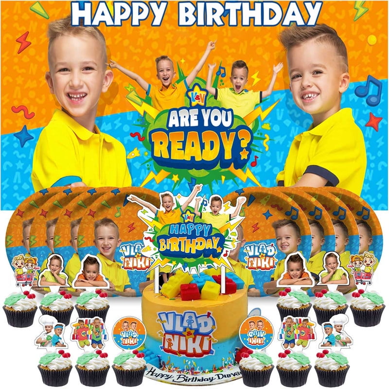 Vlad and Niki Birthday Plates Supplies Decorations Decor Backdrop ...