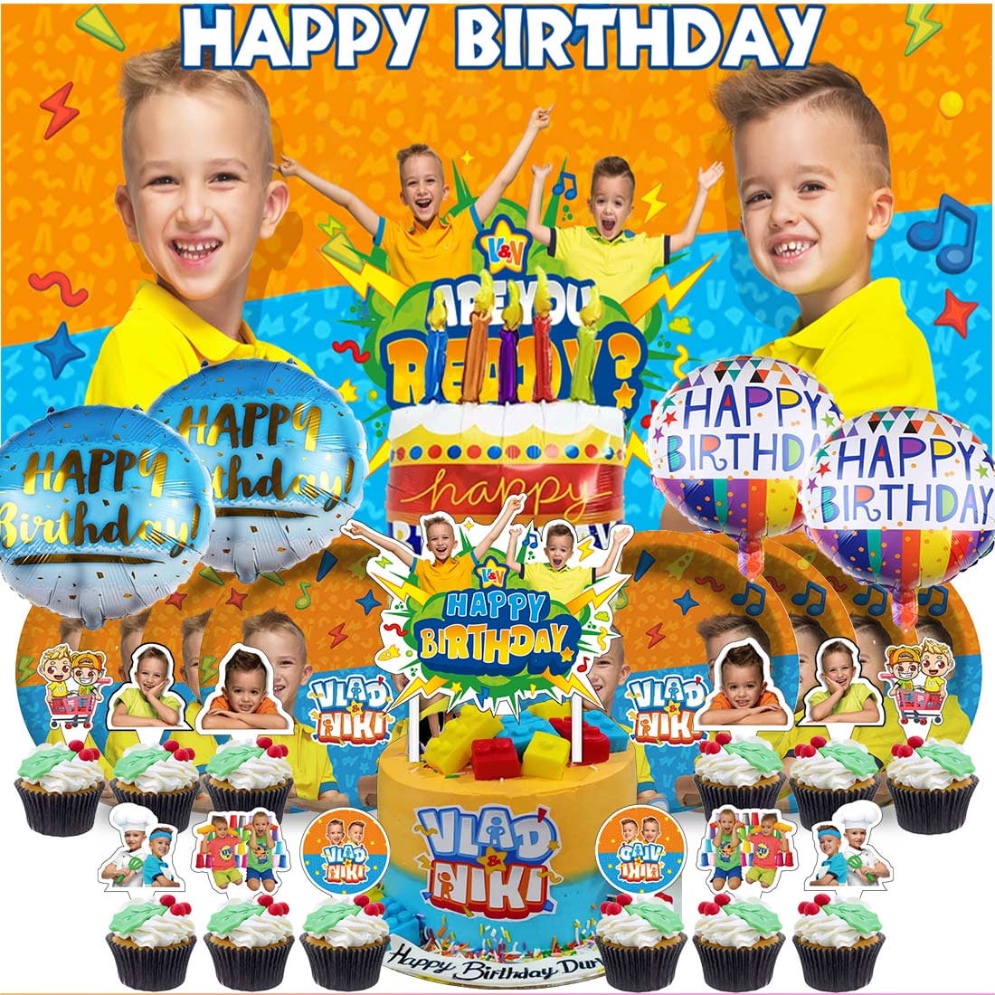 Vlad and Niki Supplies Plates Decoration Backdrop Banner Birthday Decor ...