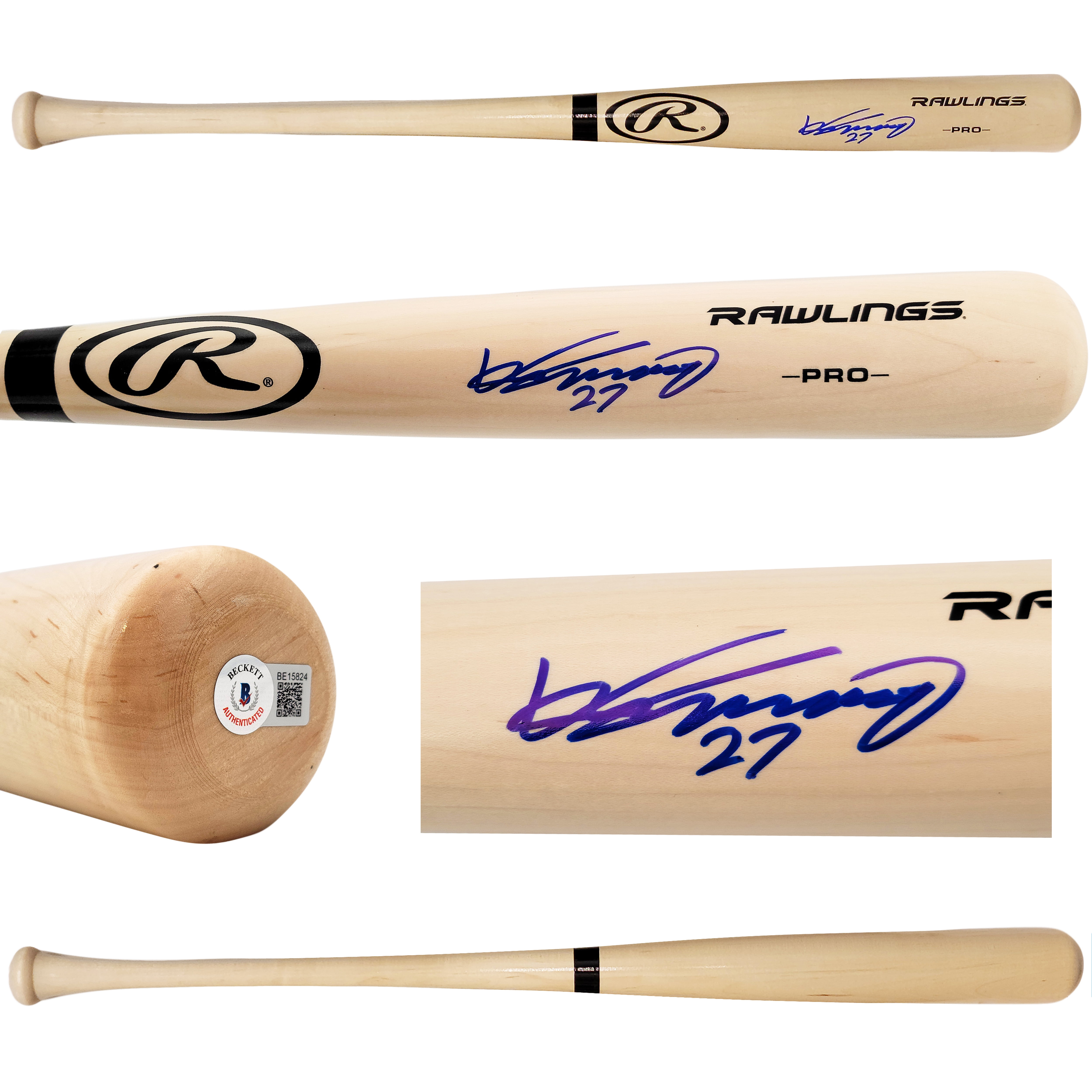 Vladimir Guerrero Sr. Autographed Blonde Rawlings Pro Bat Montreal Expos Beckett BAS 203453 ...