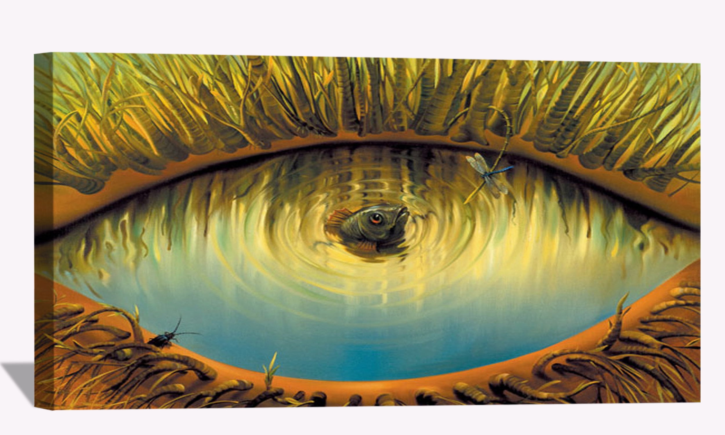 Vladimir Kush Eye Pond Wall Art Large Framed Painting Dali Style Canvas ...