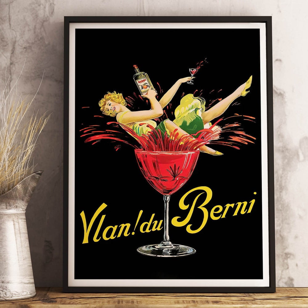 Vlan Du Berni Belgium Vintage Drink Poster - Bar Cart Decor - Cafe ...