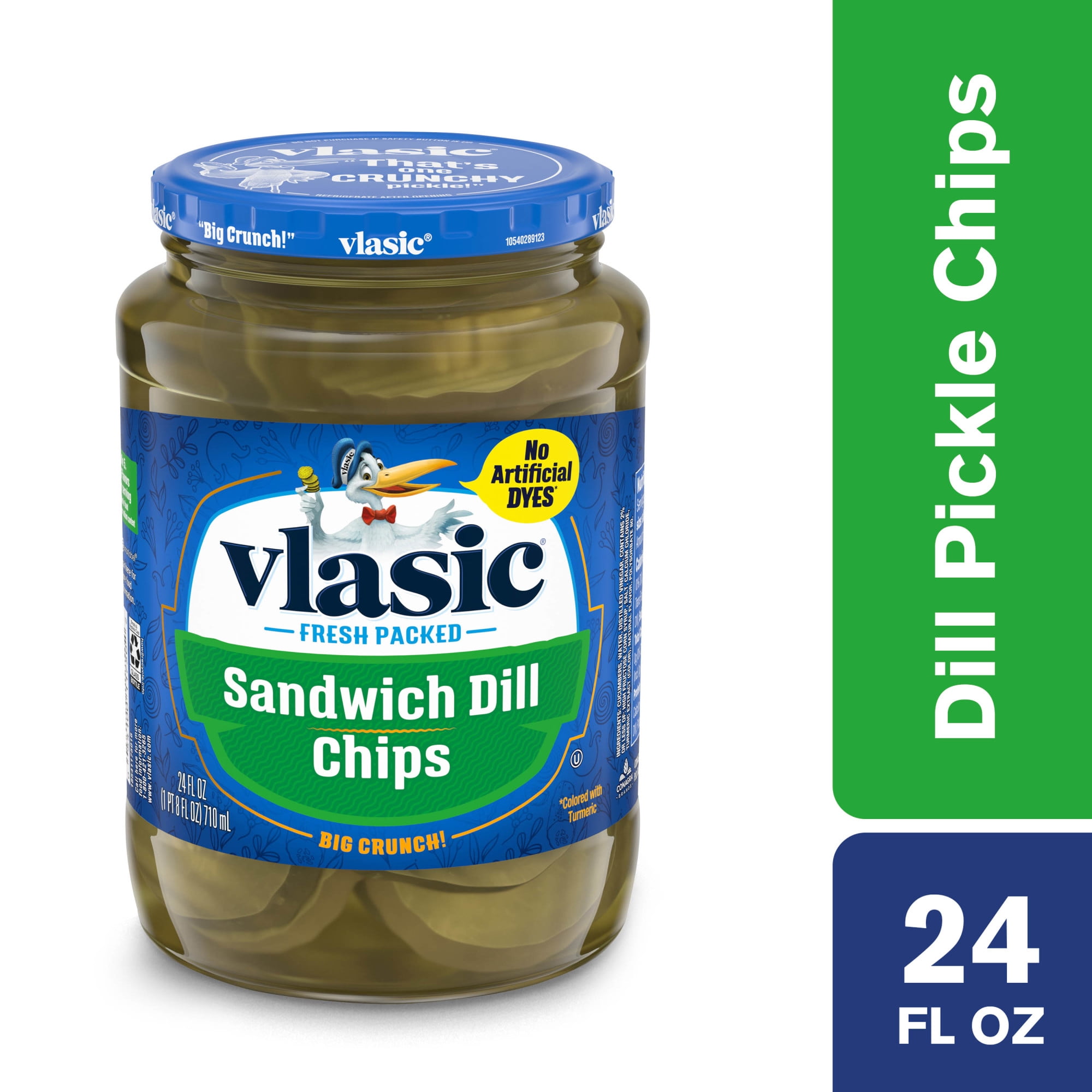 Vlasic Dill Pickle Sandwich Chips, Kosher Dill Pickles, 24 fl oz Jar ...