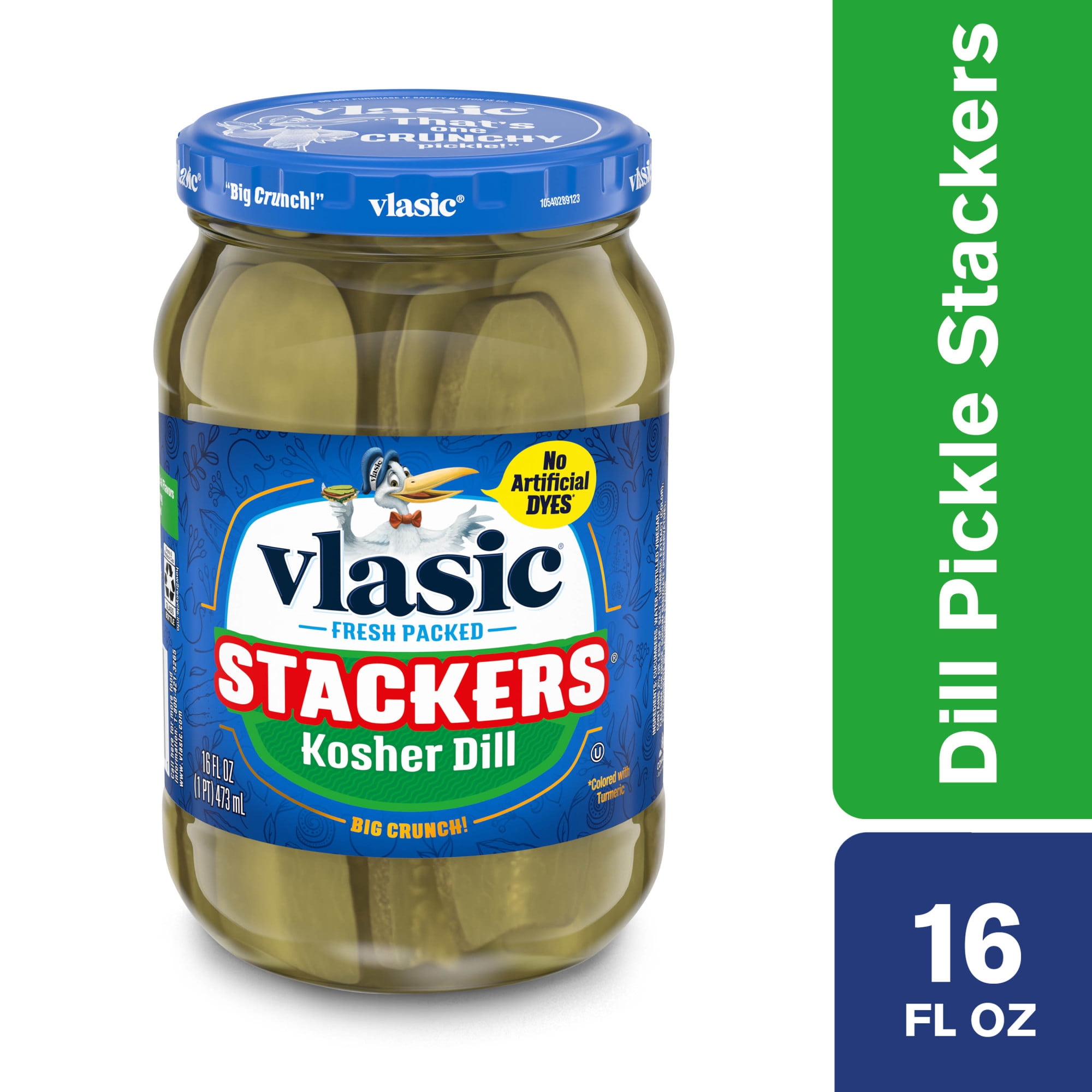 Vlasic Dill Pickle Sandwich Stackers, Kosher Dill Pickles, 16 fl oz Jar ...