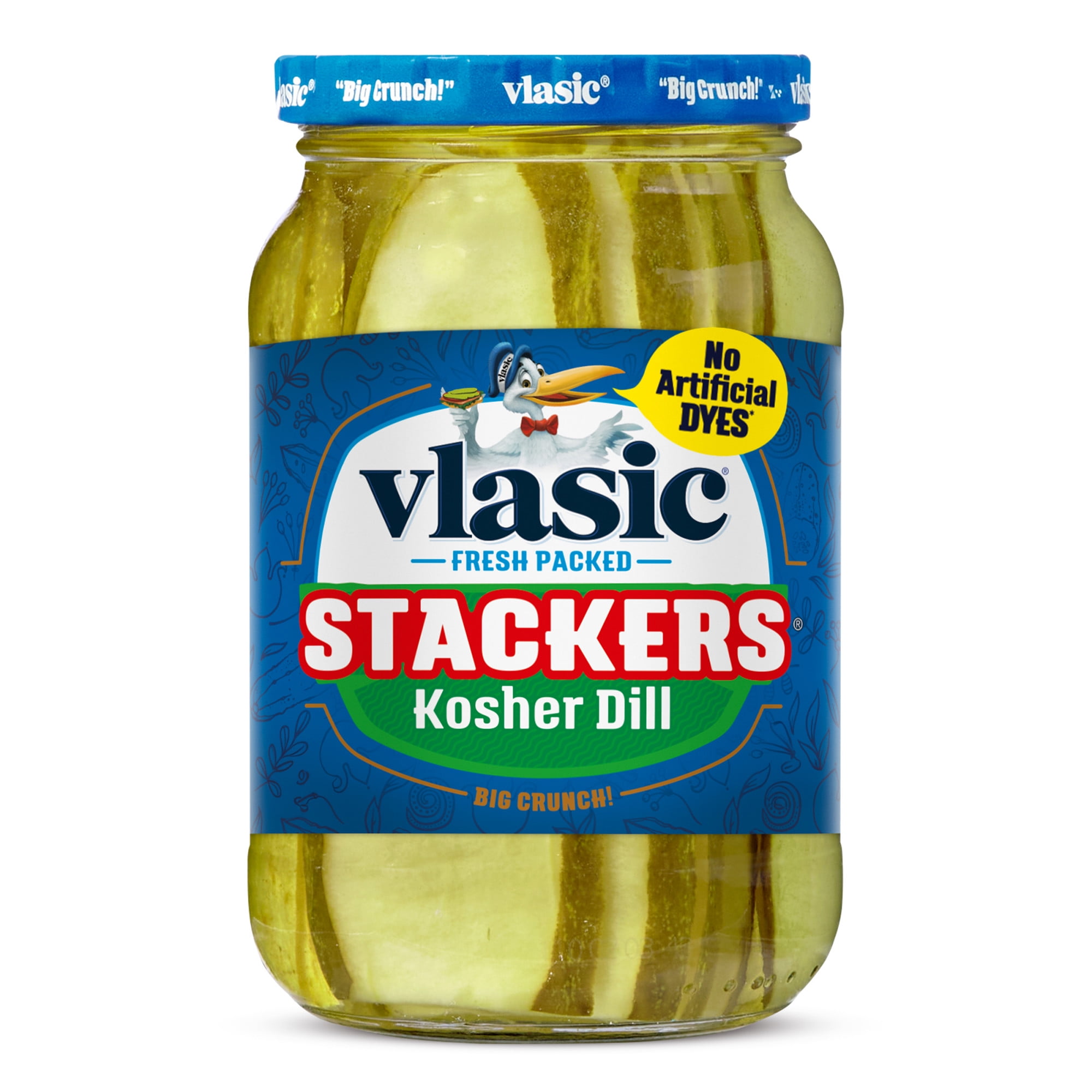Vlasic Kosher Dill Pickle Sandwich Stackers, 16 fl oz Jar - Walmart.com