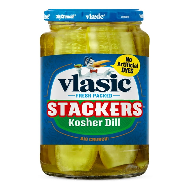 Vlasic Kosher Dill Pickle Sandwich Stackers, Sliced, 24 fl oz Jar ...