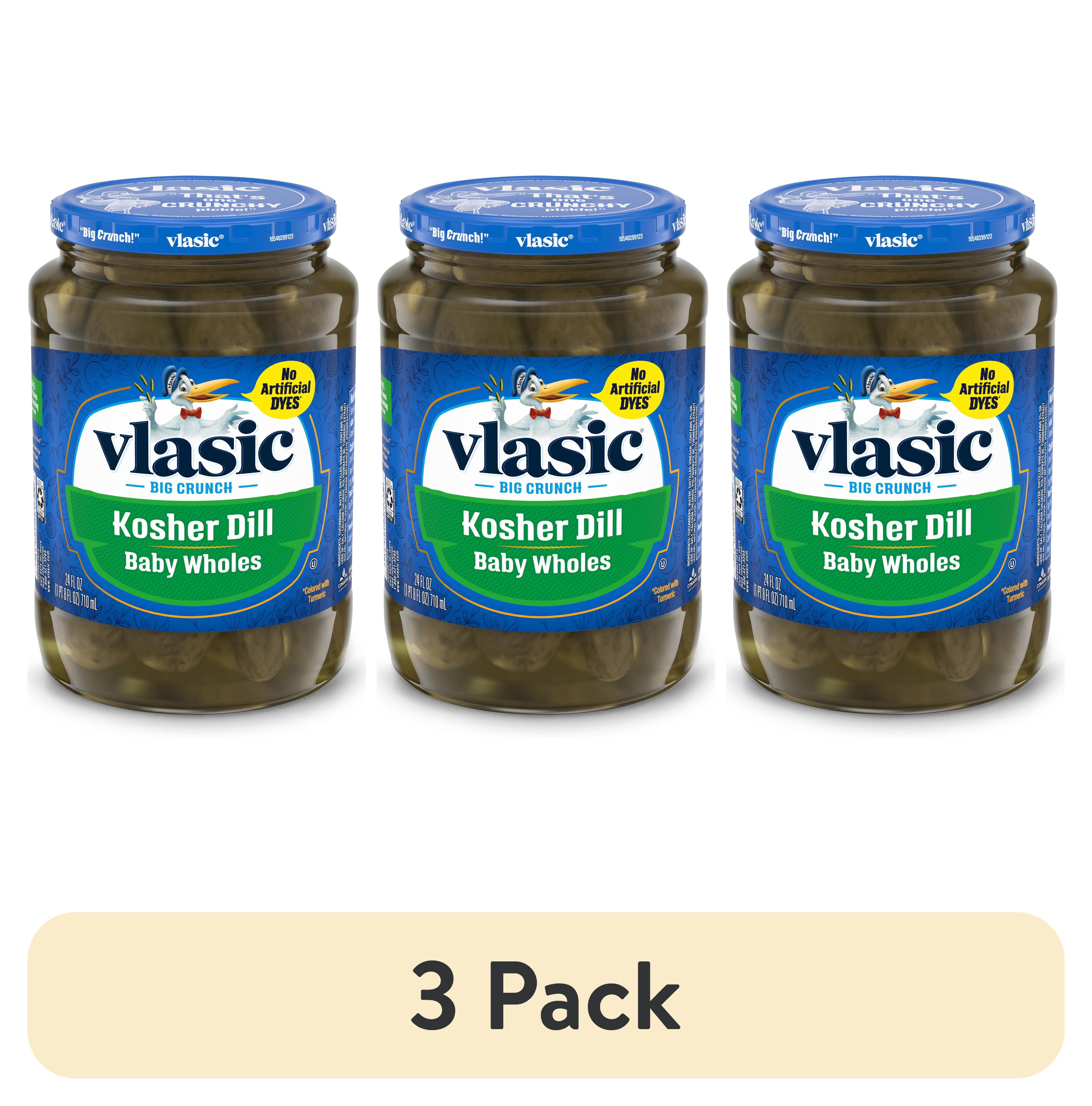 (3 pack) Vlasic Kosher Dill Pickles, Dill Baby Whole Pickles, 24 fl oz ...