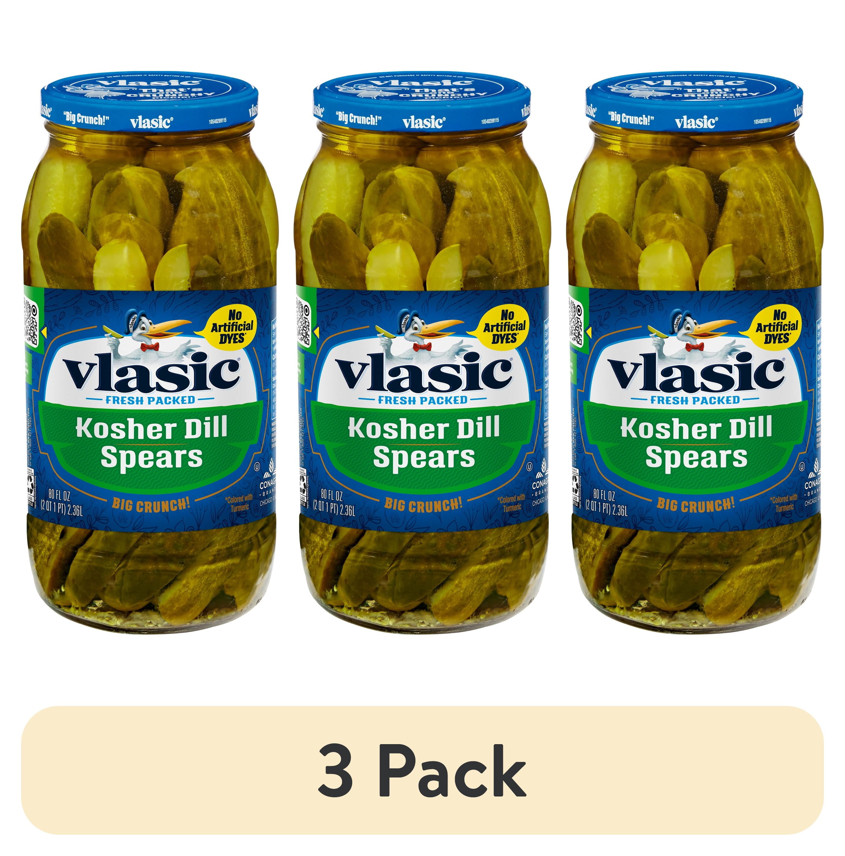 (3 pack) Vlasic Kosher Dill Pickles, Dill Pickle Spears, 80 fl oz Jar ...