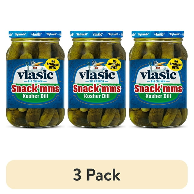 (3 pack) Vlasic Snack'mms Kosher Dill Pickles, Mini Dill Pickles, 24 fl ...