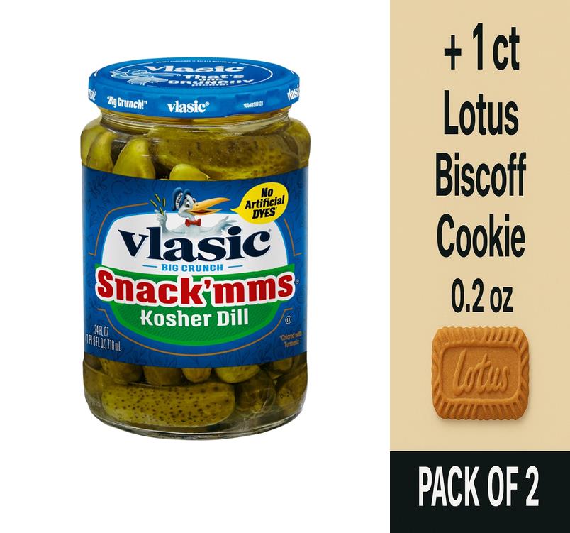Vlasic Snackmms Kosher Pickles Dill minis 24 oza - Pack of 2 & Lotus ...