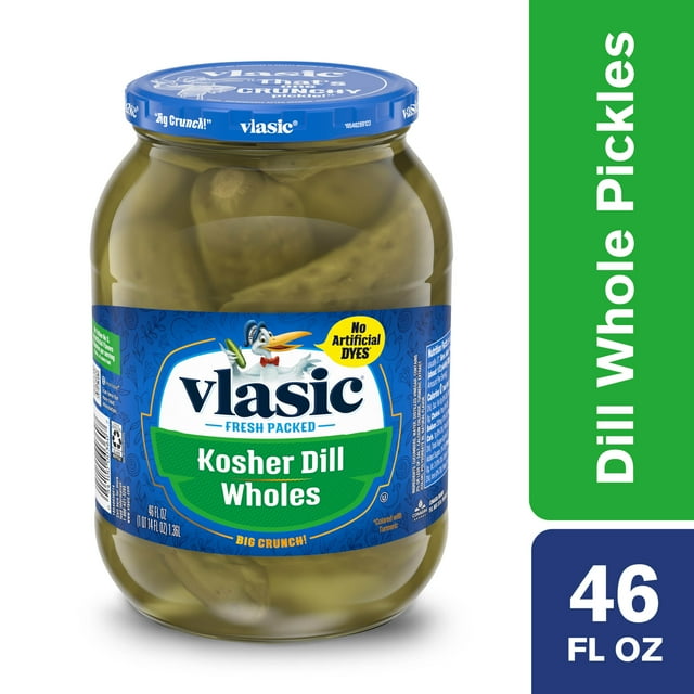 Vlasic Wholes Original Dill Pickles, Kosher Dill Pickles, 46 fl oz Jar ...