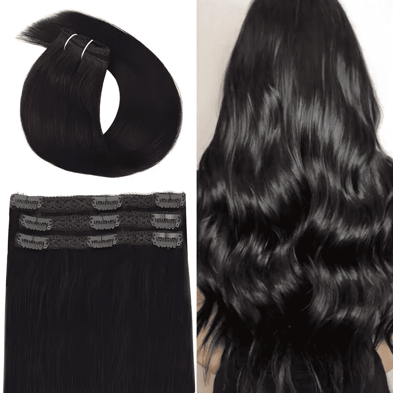 Vlasy Human Hair Extensions 12 Inch Lace Weft Clip in Hair Extensions ...