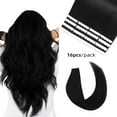 Vlasy Mini Tape In Hair Extensions Black 12inch Human Hair Invisible ...