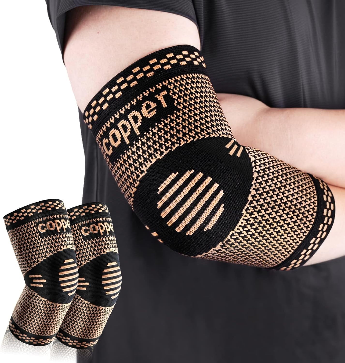 Vlela Copper Infused Elbow Braces for Forearm Protection, Compression ...