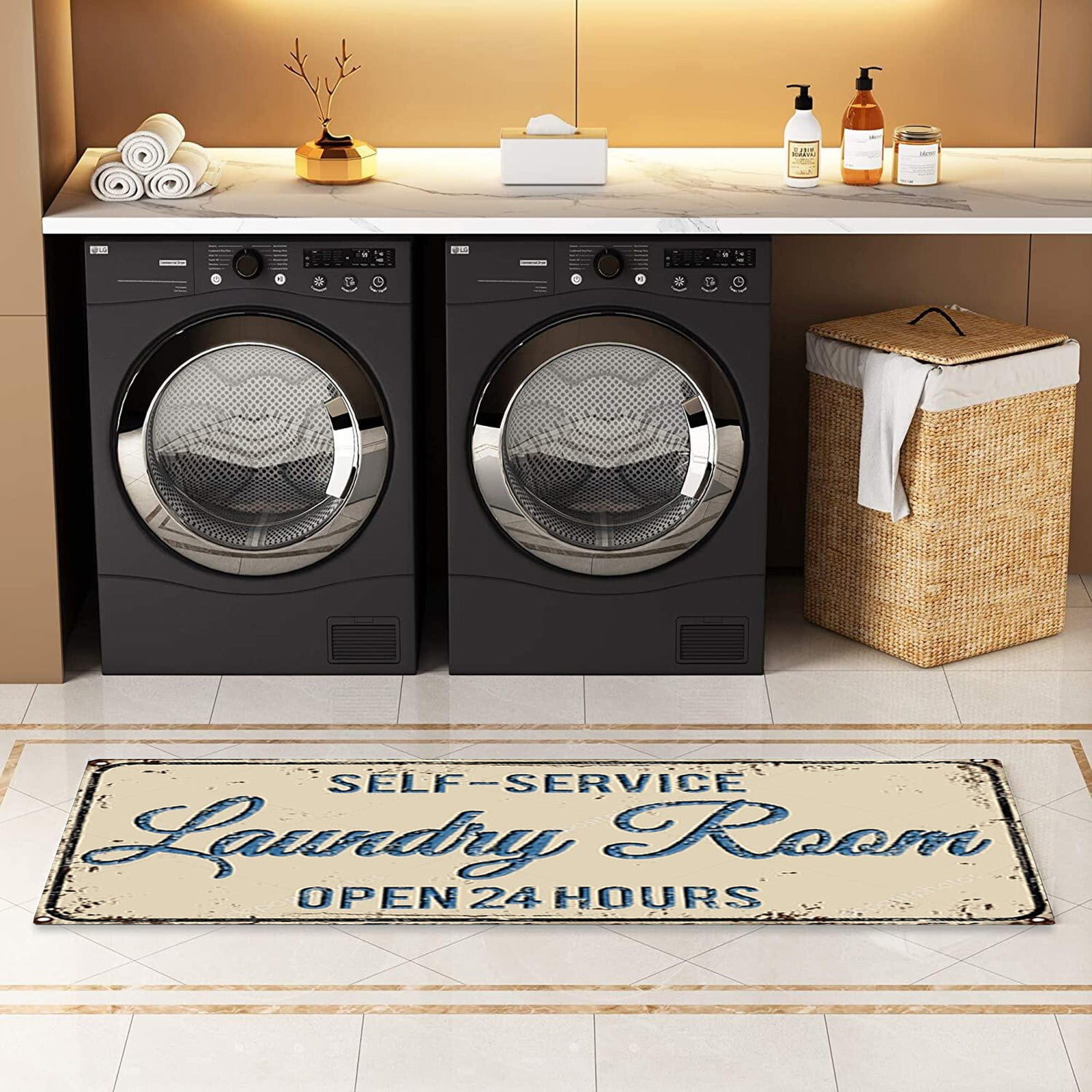 Vlemua 15.6"*46.8" Bathroom Decor Laundry Room Carpet Anti-Slip ...