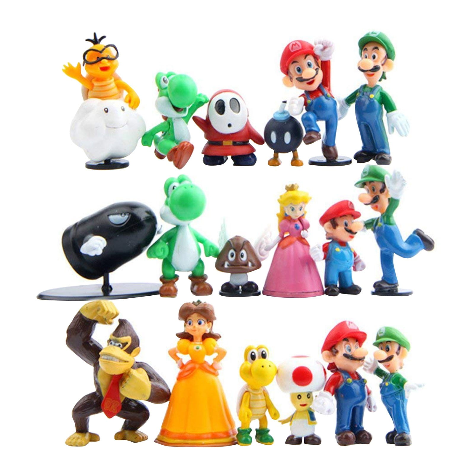 Vlemua 18 PCS Mario Bros Action Figures, Super Mary Princess, Mushroom ...