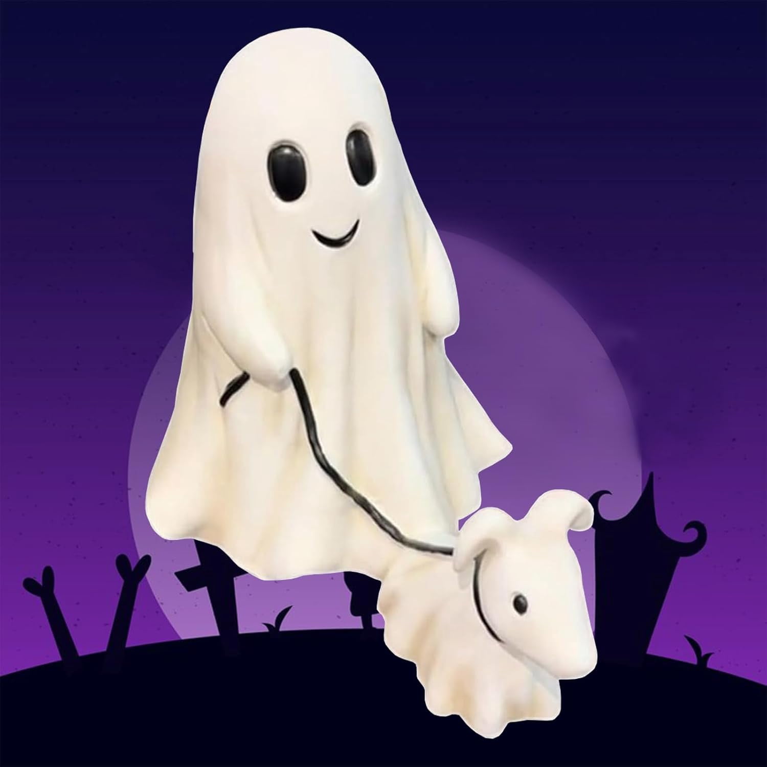 Vlemua 2024 Halloween Ghost Walking Dog Statue,Spooky Ghost Dog ...