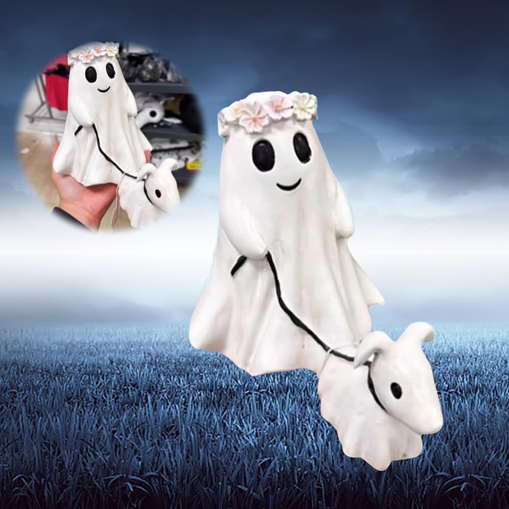 Vlemua 2024 New Ghost Walking Dog Statue,Halloween Ghost Dog Statues ...