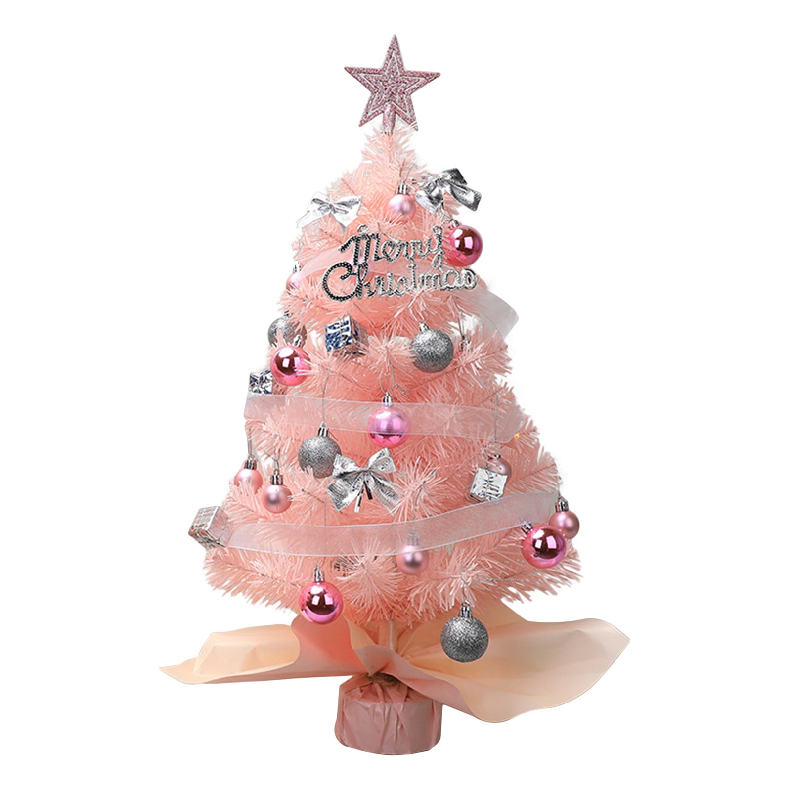 Vlemua 23" Mini Pink Christmas Tree, Mini Christmas Tree with Lights ...