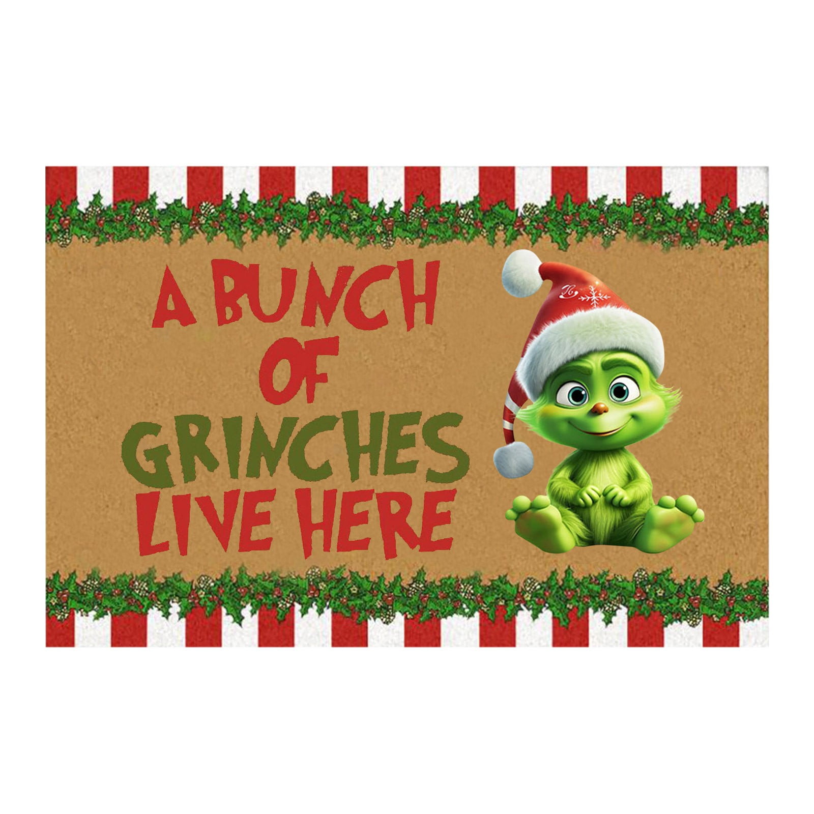 Vlemua 24 * 15 Inch Grinch Welcome Mat Outdoor Christmas Carpet Cartoon ...