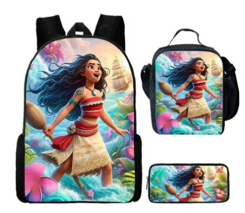 Vlemua 3 PCS Moana Movie Backpack Schoolbag Set, 15.4" Moana Cartoon ...