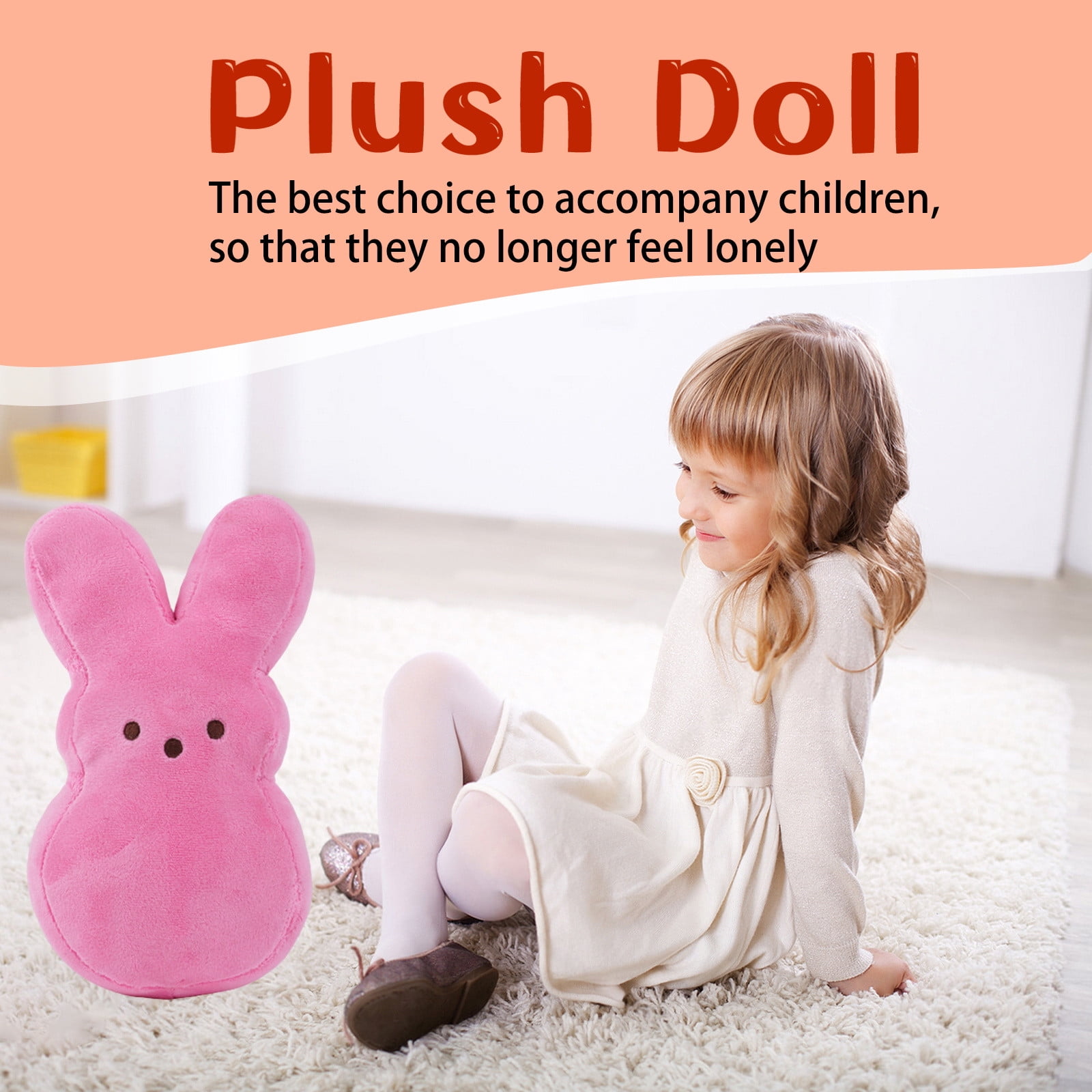 Vlemua 6 Inch Peep Easter Pink Bunny Stuffed Animal,Plushies Toy Easter ...