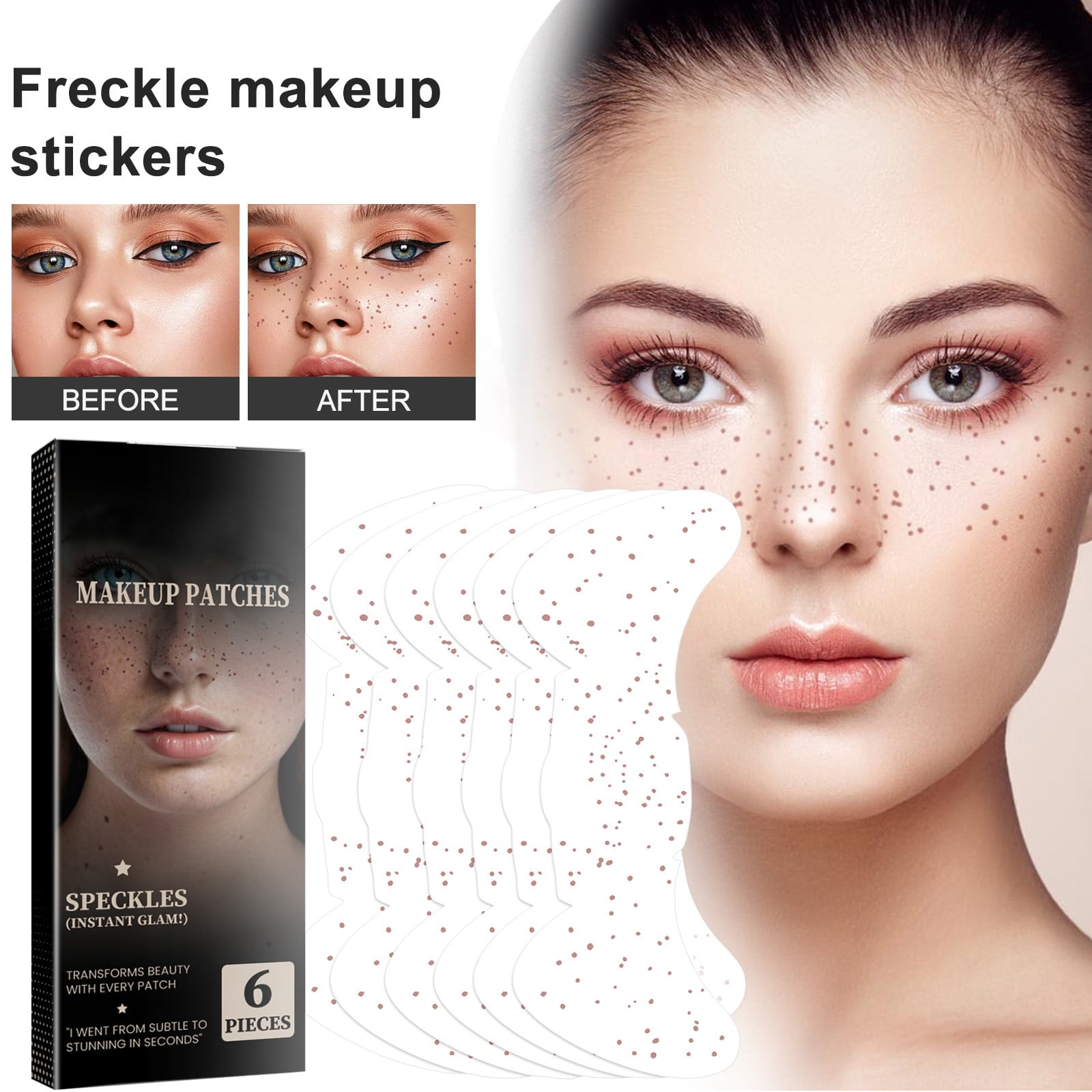 Vlemua 6 Pcs Freckles Face Sticker Waterproof Freckles Natural Stickers ...