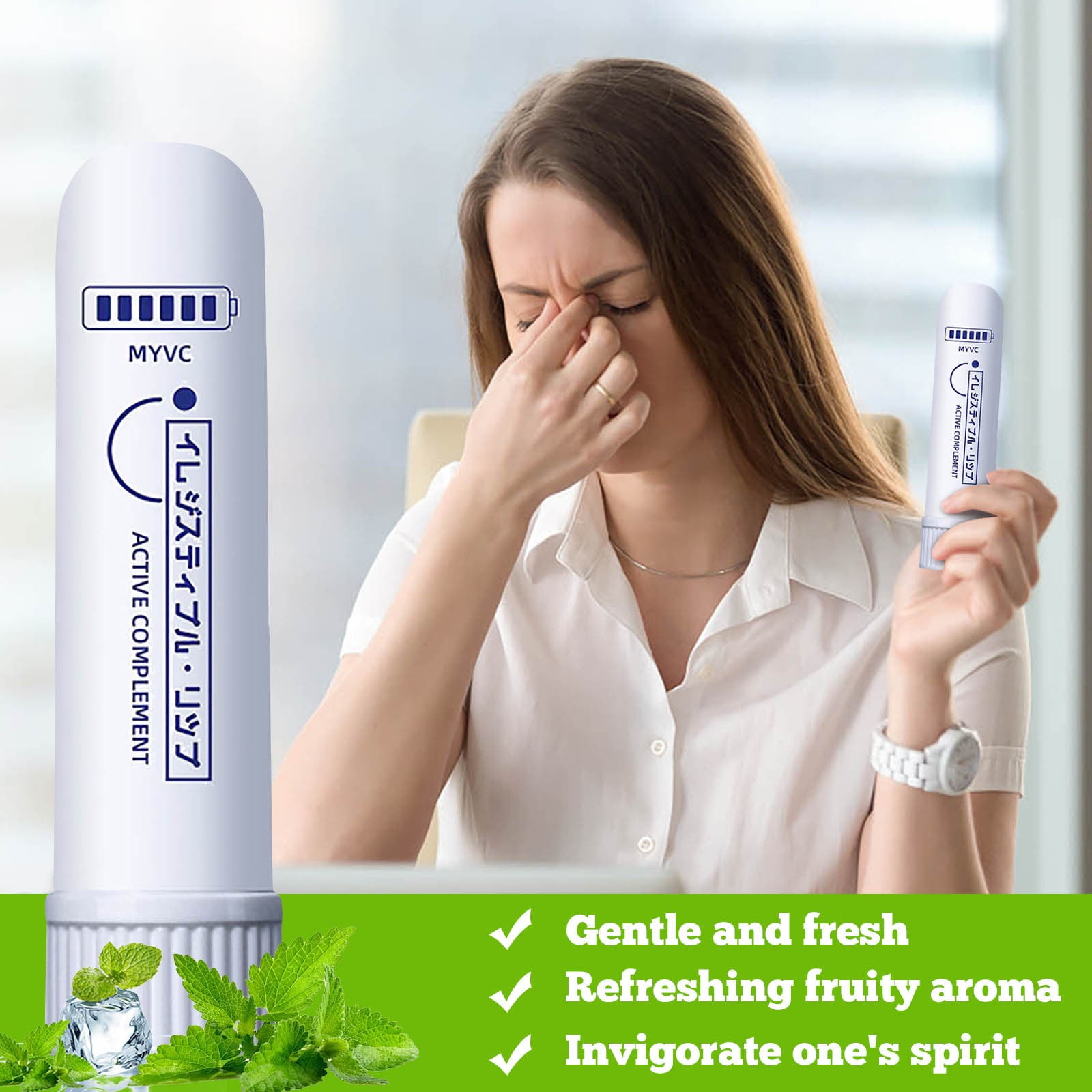 Vlemua Beauty Sobering Stick Refreshing Energy Stick Peppermint Oil Stick Nasal Anti-drowsiness ...