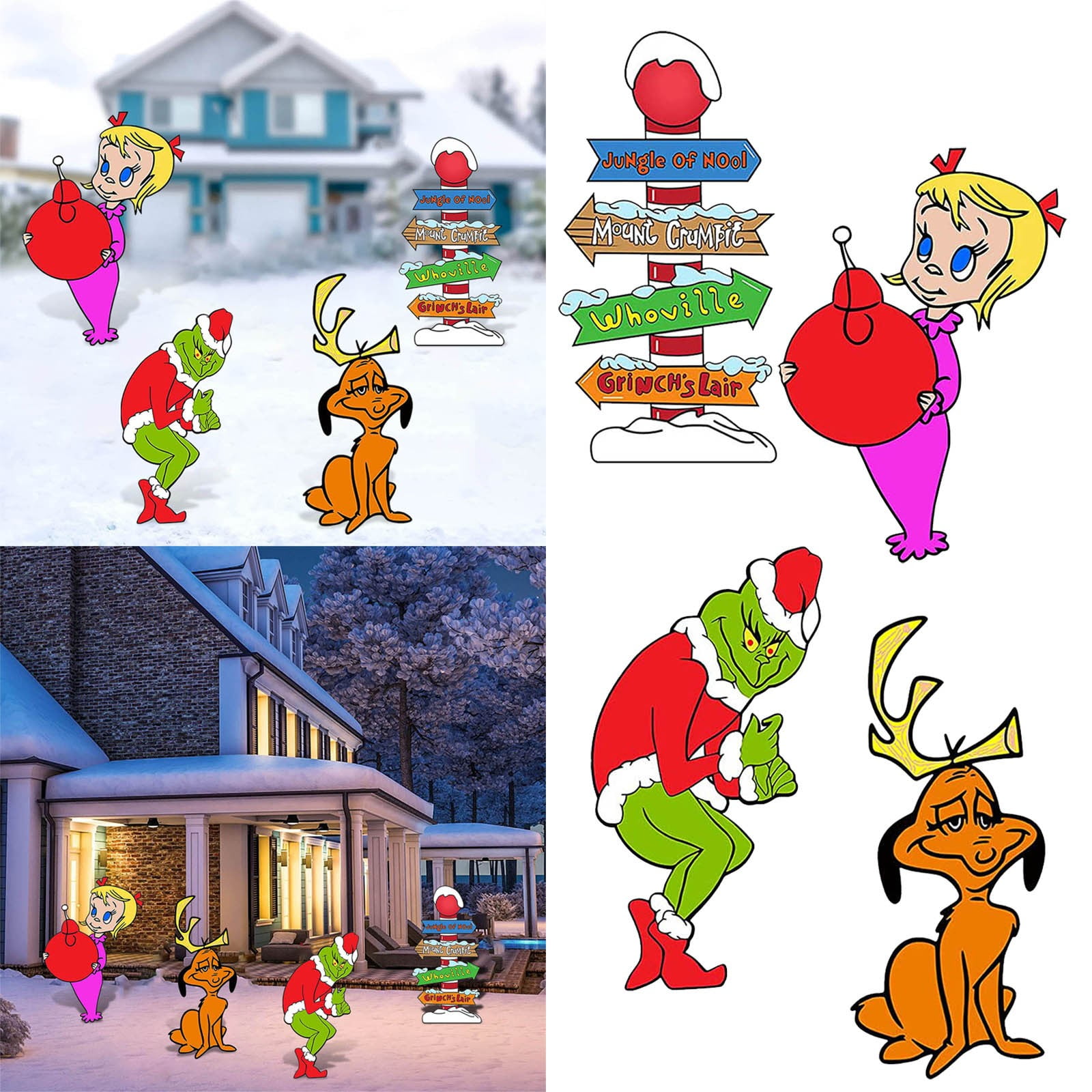 Vlemua Christmas Carnival Funny Grinch Christmas Decorations Yard Signs ...