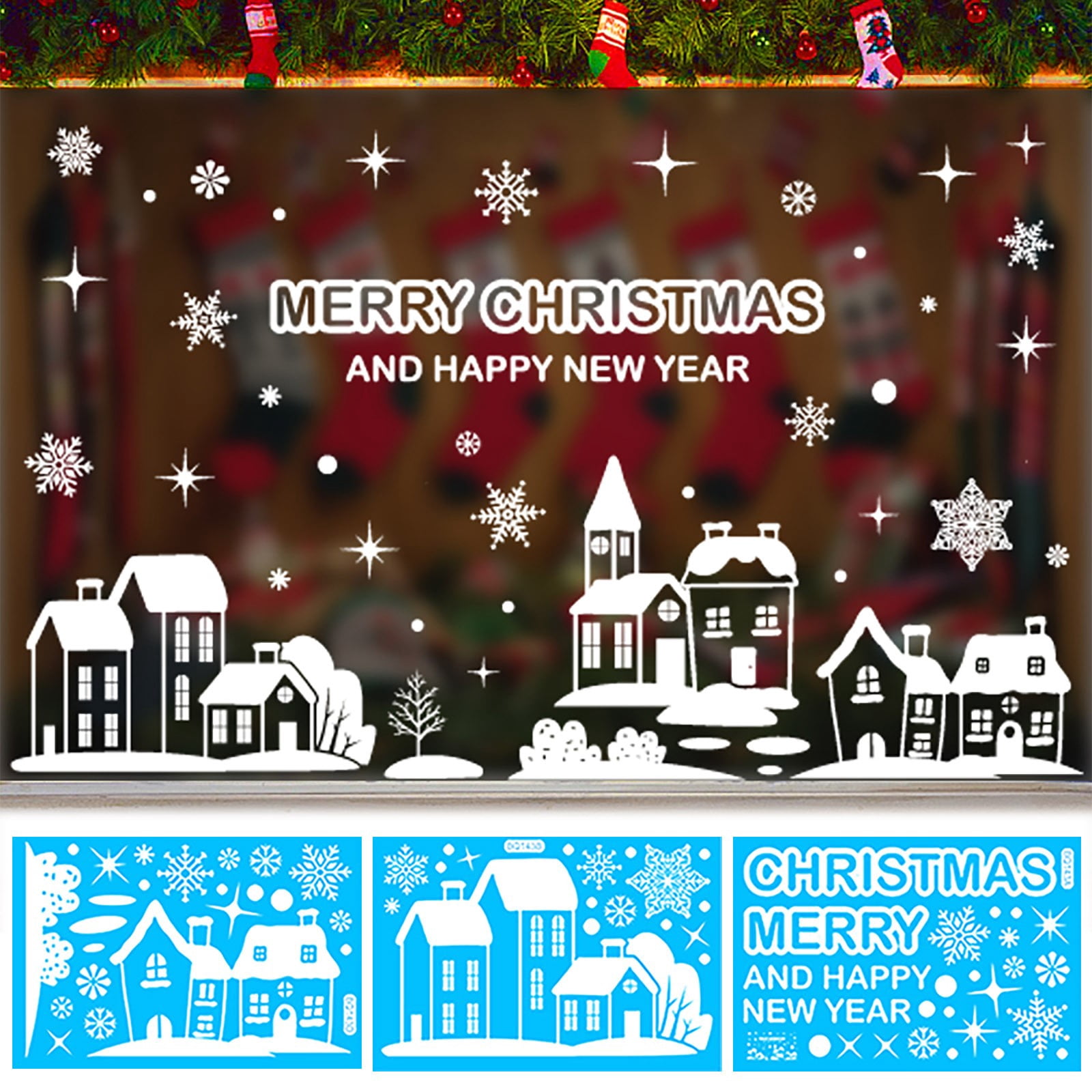 Vlemua Christmas Decorations Snowflake Sticker Mall Window Sticker ...