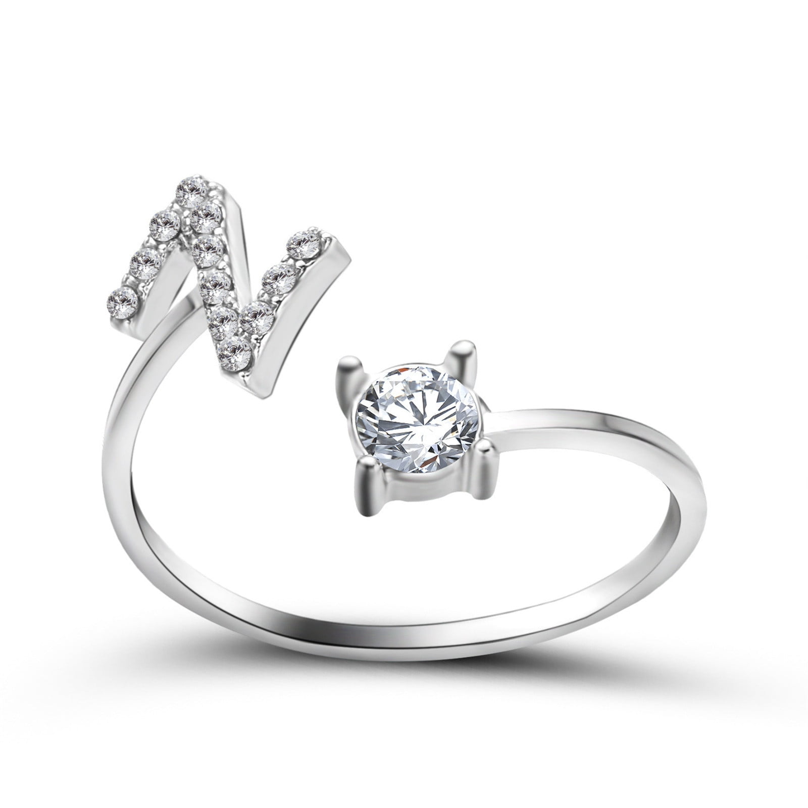 Vlemua Engagement Ring Couple Rings Initial Letter Ring for Girls ...