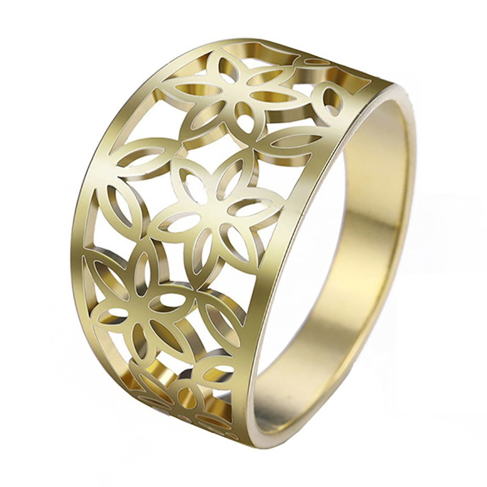 Vlemua Engagement Ring Inlaid ring Titanium Steel Ring Sweet Hollow Six ...