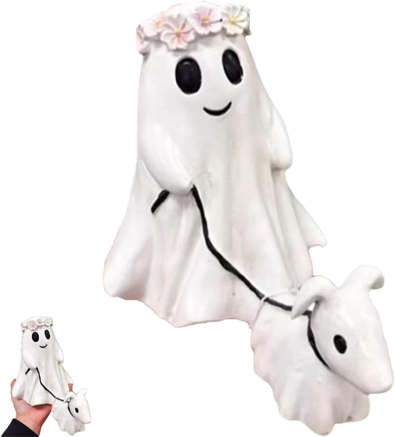 Vlemua Halloween Decorations Indoor, Resin Ghost Walking His Ghost Dog ...