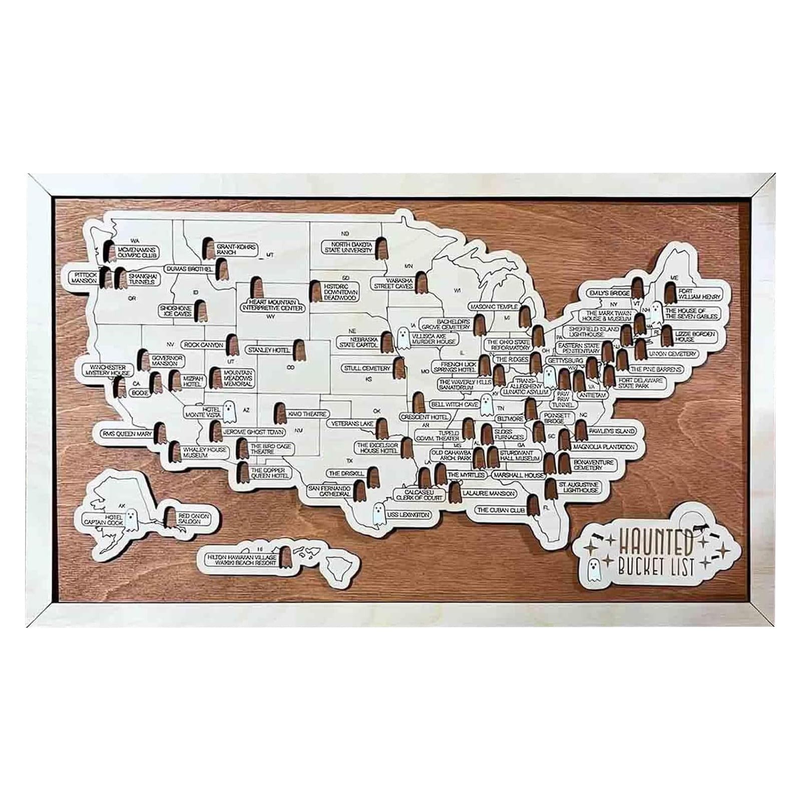 Vlemua Halloween Decorations Sparkling Haunted Map Haunted Bucket List ...