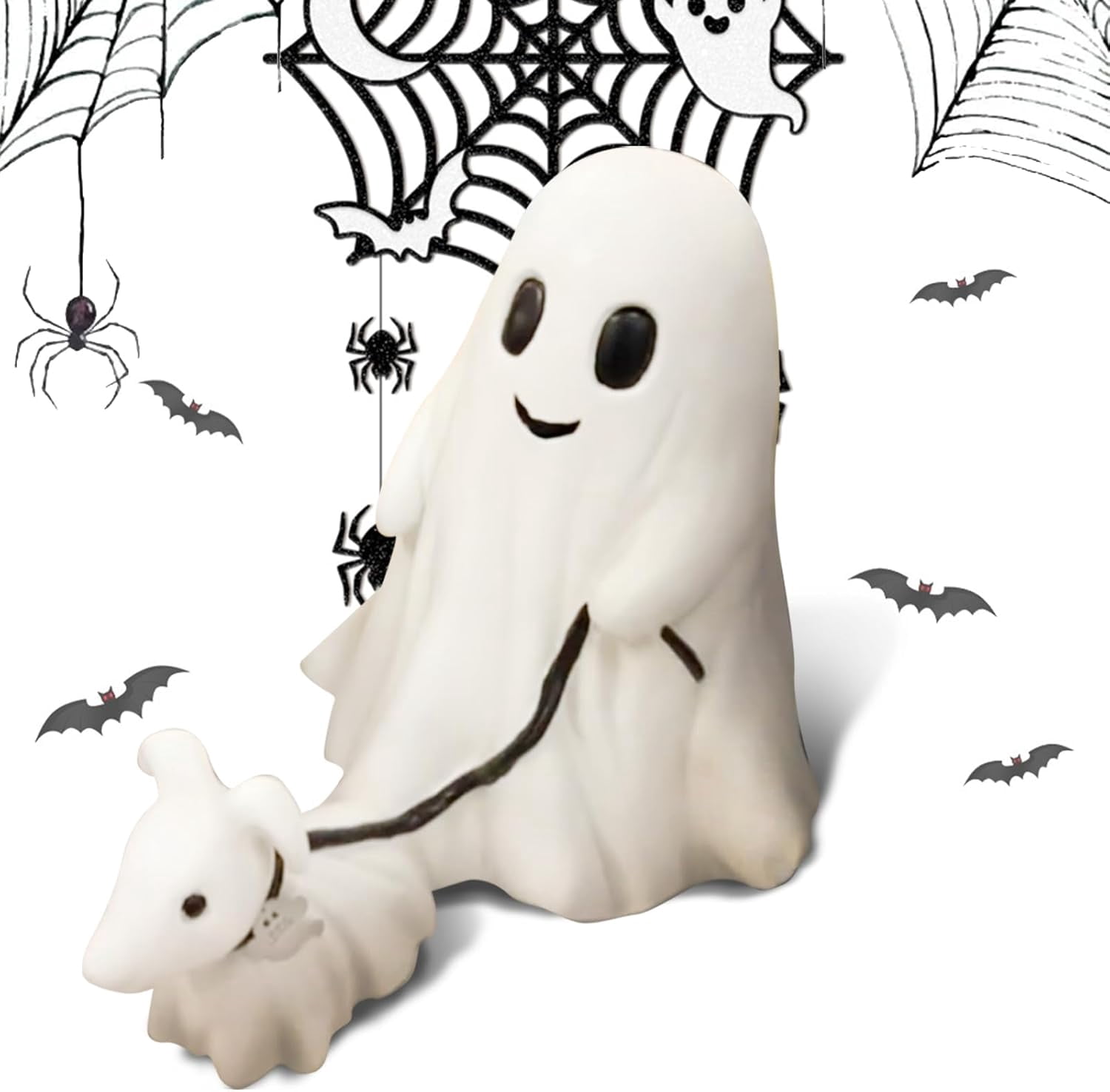 Vlemua Halloween Ghost Walking Dog Statue: Ghost Walking His Ghost Dog ...