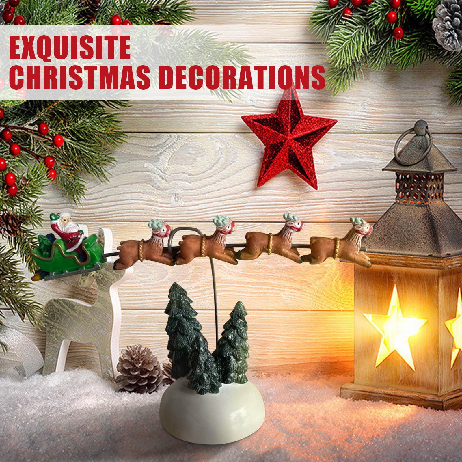Vlemua Home Decor Christmas Village Houses Set Desktop Ornaments ...